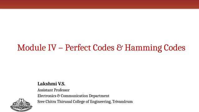 Error Control Codes or Channel Codes -Haming Codes | PPT Error Control Codes or Channel Codes -Haming Codes | PPT