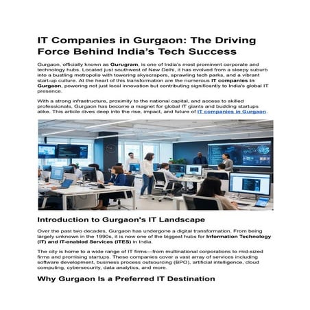 IT Companies in Gurgaon: The Driving Force Behind India’s Tech Success ...