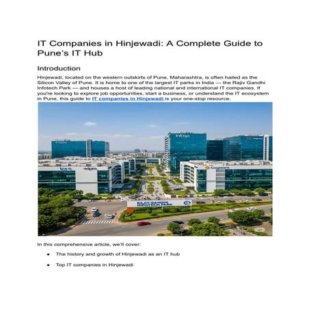 IT Companies in Hinjewadi: A Complete Guide to Pune’s IT Hub | PDF