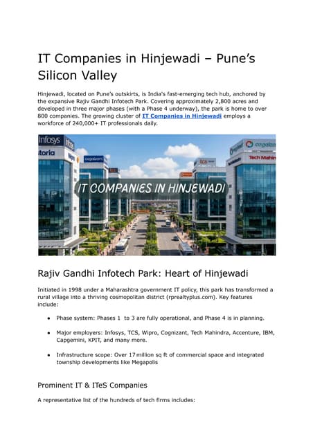 👉 Top 11 IT Companies in Hinjewadi You Should Know About | PDF