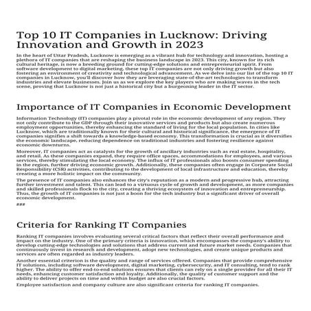 IT Companies in Lucknow: A Spotlight on Saanvi Technology Solutions | PDF