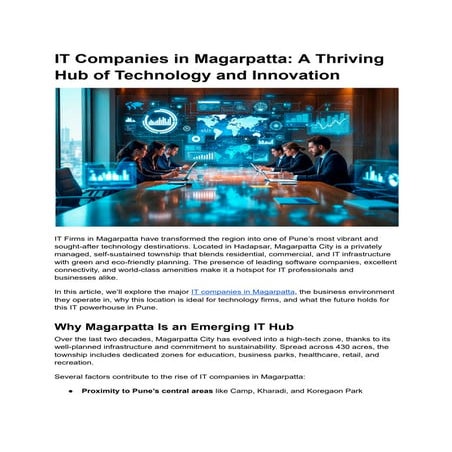 IT Companies in Magarpatta: A Thriving Hub of Technology and Innovation ...