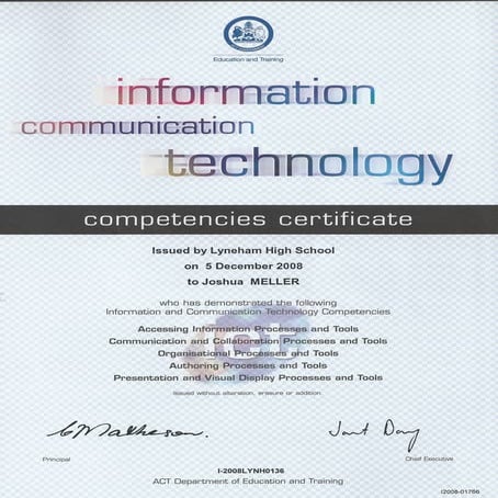 It competencies certificate page, 1 2 | PDF
