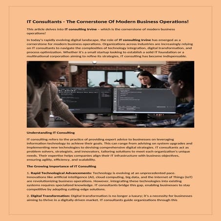 IT Consultants - The Cornerstone Of Modern Business Operations! | PDF