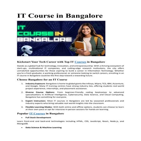 IT Course in Bangalore IT colleges..pdf. | PDF