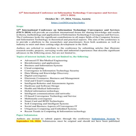 Call for Papers - 14th International Conference on Information ...