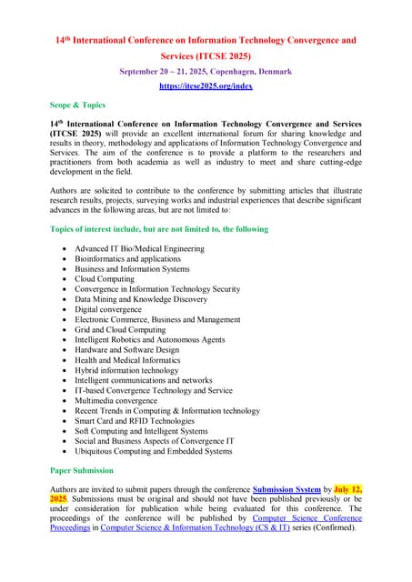 13th International Conference on Artificial Intelligence, Soft Computing (AISC 2025) | PDF