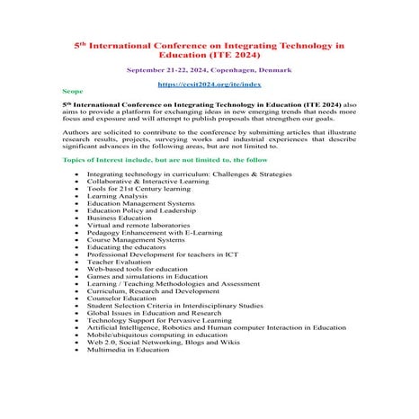 5th International Conference on Integrating Technology in Education ...