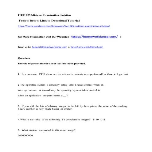 Itec 625 Midterm Examination Solution Pdf