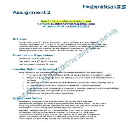Itech 1006 assignment 2 sem1 2017 (2) | DOC