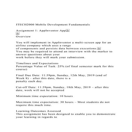ITECH2000 Mobile Development FundamentalsAssignment 1 App.docx
