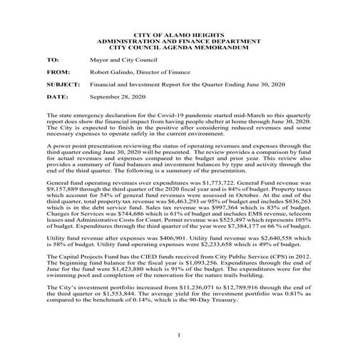 Item # 10 - 3rd Quarter Financial Report | PDF