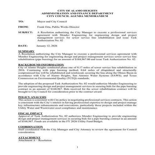 PPT Item # 13 - Sewer Rehabilitation Project | PDF