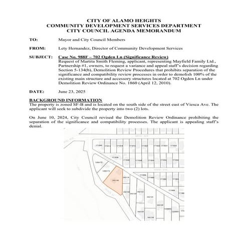 Item # 4 - 702 Ogden Lane Variance Request | PDF