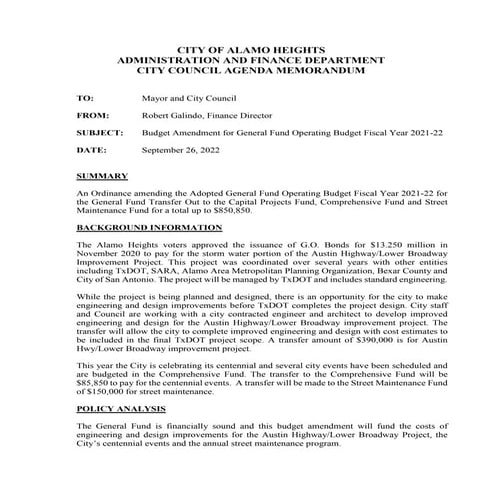 PPT Item # 5 - FY25 Operating Budget Amendment | PDF