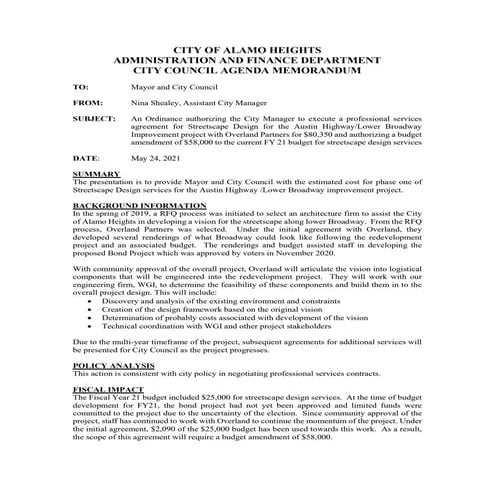 Item # 4 - Overland Partners -Professional Services Agmnt | PDF