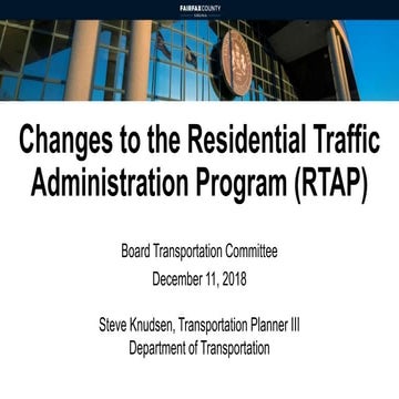 Changes to the Residential Traffic Administration Program (RTAP) | PPT