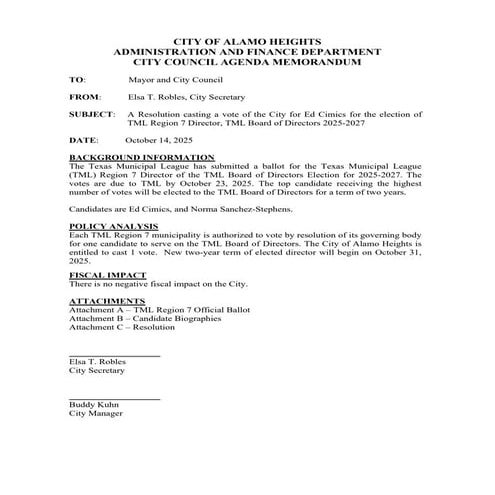 Item # 4 - TML Region 7 Director Election | PDF