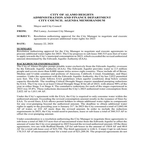 Item # 4 - Water Rights Sub-Lease Agreements | PDF