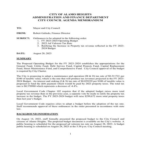 Item # 5 - Budget and Tax Ordinances | PDF