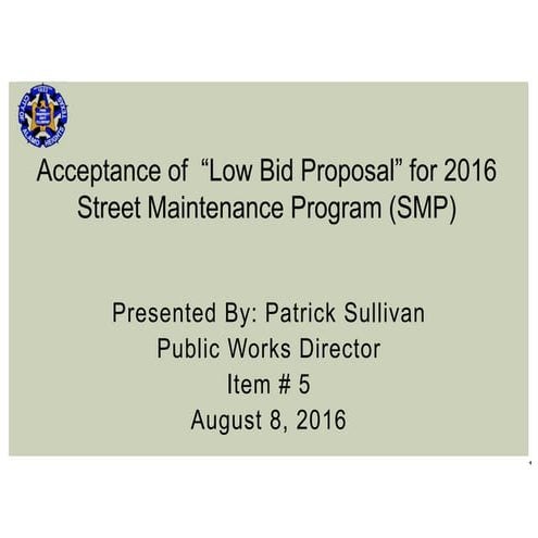 Item #5 ppt - 2016 smp low bid | PDF