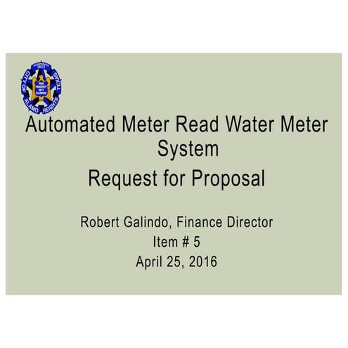 Item #5 Automatic Meter Read Water Meter System RFP | PDF