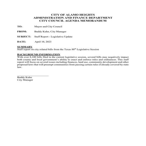 Item # 6 - 88th Legislative Session Update | PDF