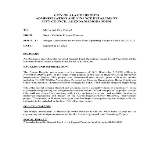 Item # 5 - FY25 Operating Budget Amendment | PDF