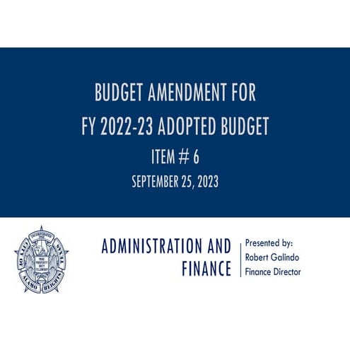 Item # 6 - PPT Budget Amendment FY 2022-23 | PDF