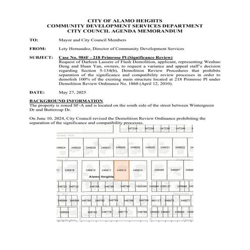 Item # 7 - 218 Primrose Place Significance Review | PDF
