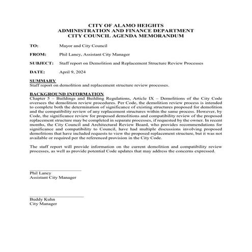 Item # 7 - Demolition & Replacement Structure Processes | PDF