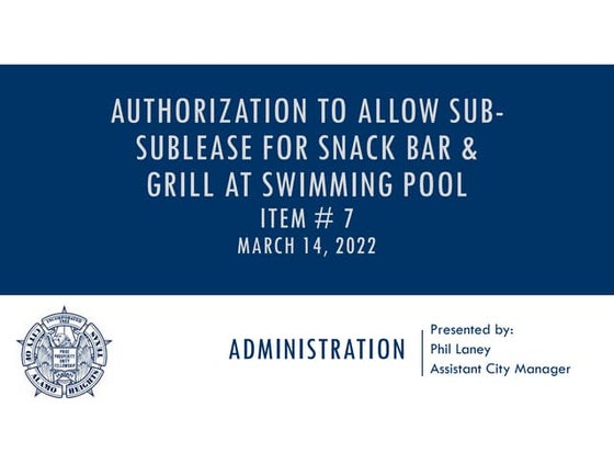 PPT Item # 12 - Swimming Pool Lease Assignment | PPT