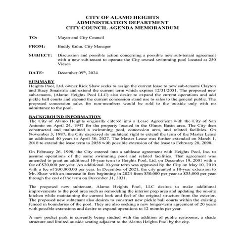 Item # 7 - Swimming Pool Sublease Agreement | PDF
