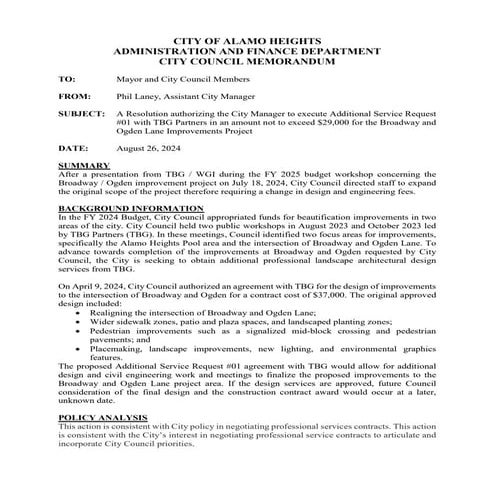 PPT Item # 7 - TBG Beautification Landscape Architectural | PDF