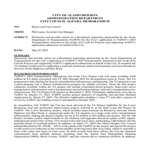 Item # 10 - TxDOT Turnback Broadway | PDF