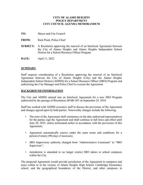 Item # 11 - SAPD School Resource Officer Memorandum of Understanding | PDF