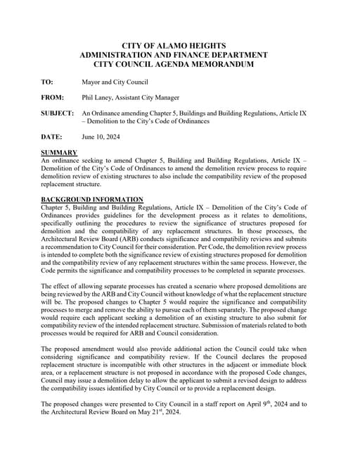 Item # 7 - Demolition & Replacement Structure Processes | PDF