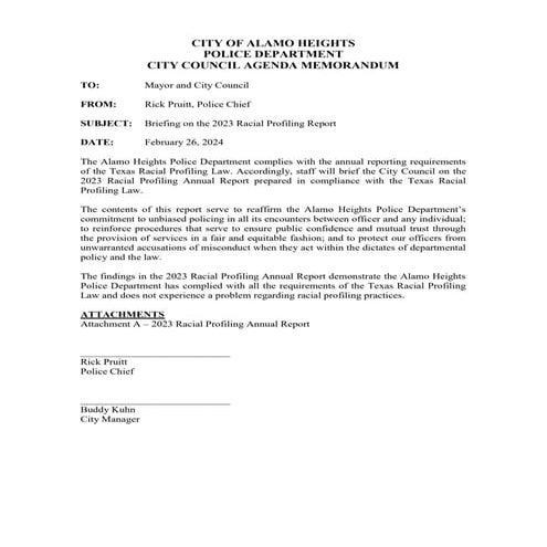 Item # 9 - 2023 Racial Profiling Annual Report | PDF