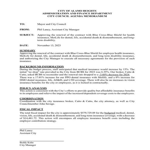 Item # 9 - Insurance Renewals | PDF