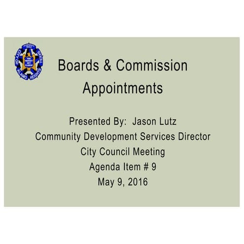 Item #9 Boards and Commission Appt | PPT