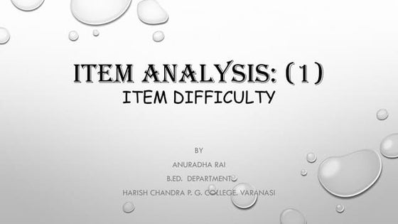 ITEM ANALYSIS -ITEM DIFFICULTY AND DISCRIMINATION INDEX.pptx