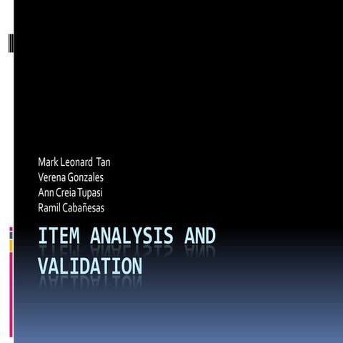 Item Analysis And Validation Ppt