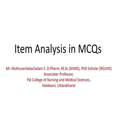Item analysis in MCQs | PPTX