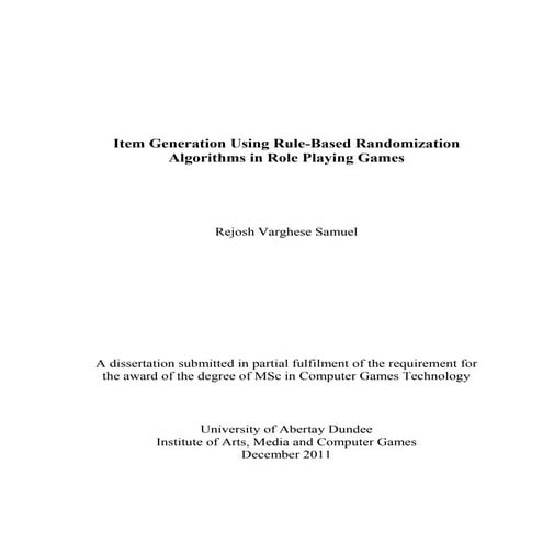 Item Generation Using Rule Based Randomization Algorithms In Rpg Games Pdf 