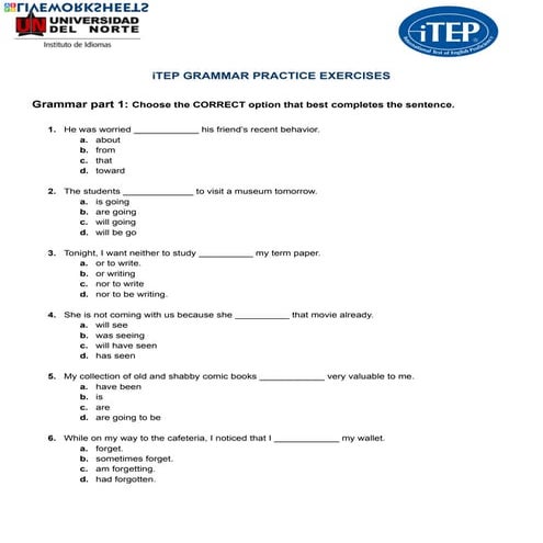 Itep grammar test | PDF