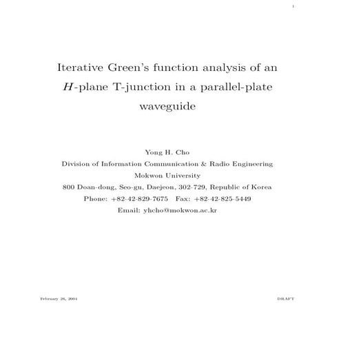 Iterative Green's function analysis of an H-plane T-junction in a ...
