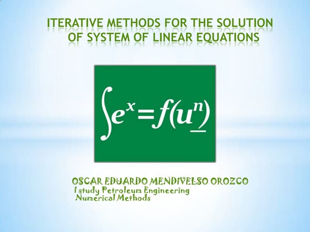 Iterative Methods For The Solution Pptx Programming Languages Computing