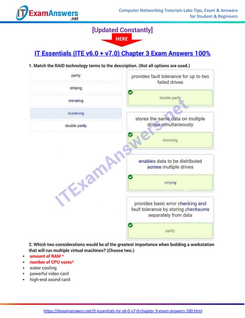 IT Essentials (Version 7.0) - ITE Chapter 1 Exam Answers | PDF