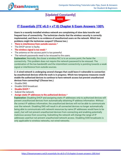 IT Essentials (Version 7.0) - ITE Chapter 11 Exam Answers | PDF