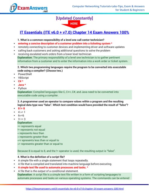 IT Essentials (Version 7.0) - ITE Chapter 6 Exam Answers | PDF